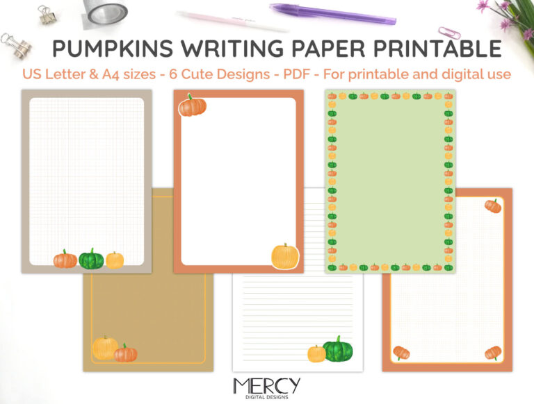 Pumpkin Writing Paper Printable • Mercy Digital Designs