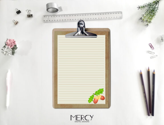 Acorn Writing Paper Printable • Mercy Digital Designs