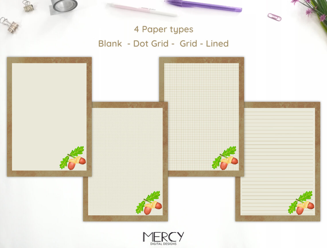 Acorn Writing Paper Printable • Mercy Digital Designs
