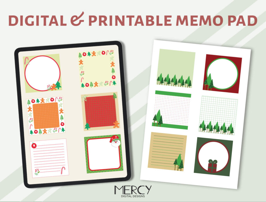 Christmas Memo Pad Printable • Mercy Digital Designs