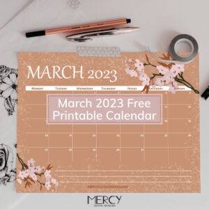 March 2023 Free Printable Calendar • Mercy Digital Designs