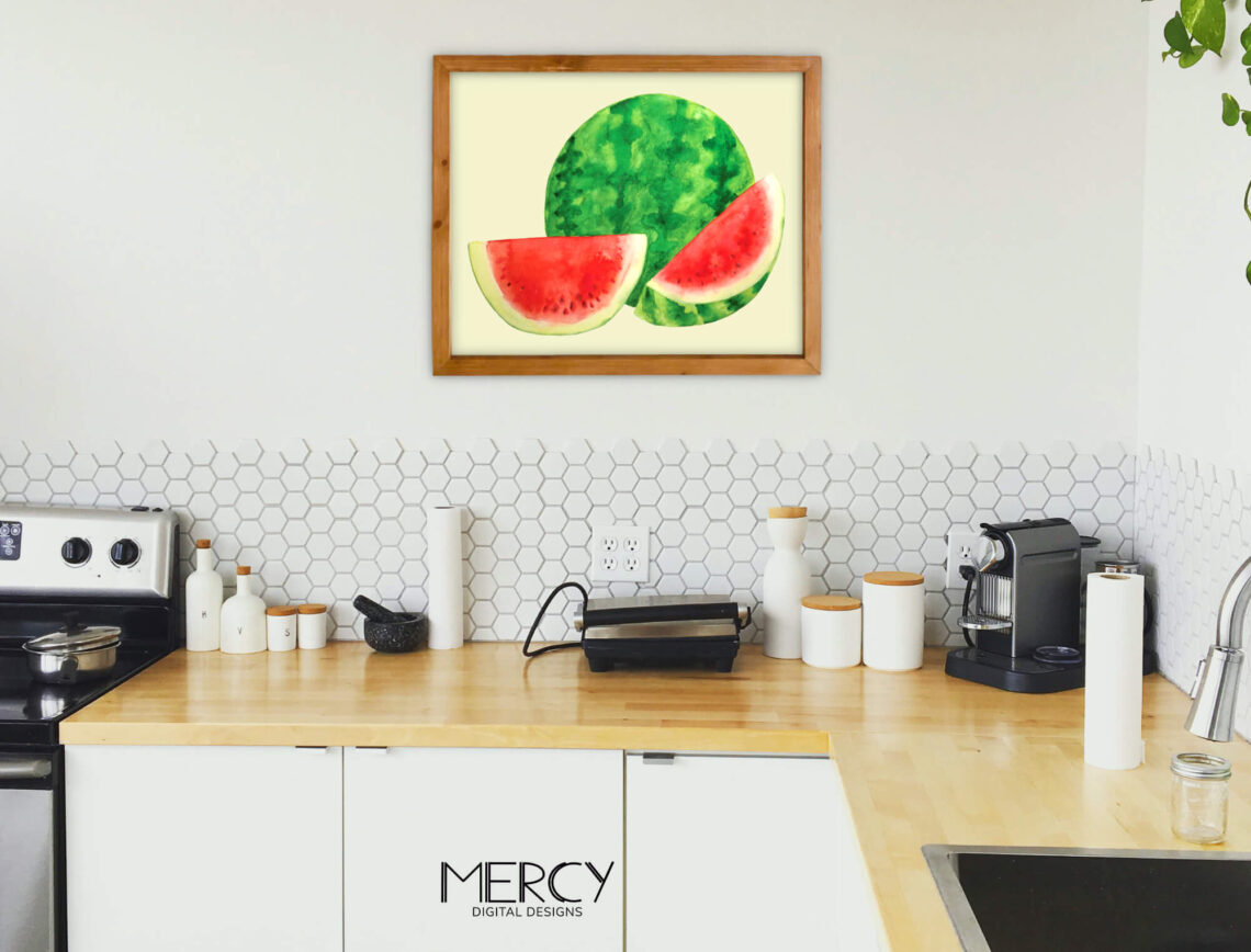 Printable Watermelon Watercolor Painting • Mercy Digital Designs