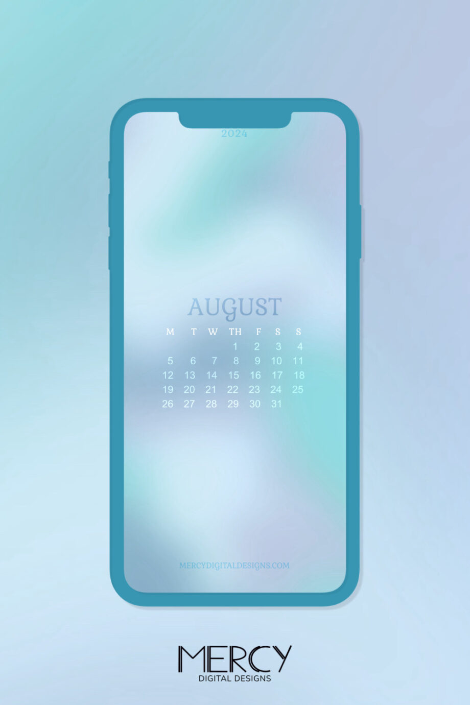 August 2024 Calendar Wallpaper • Mercy Digital Designs