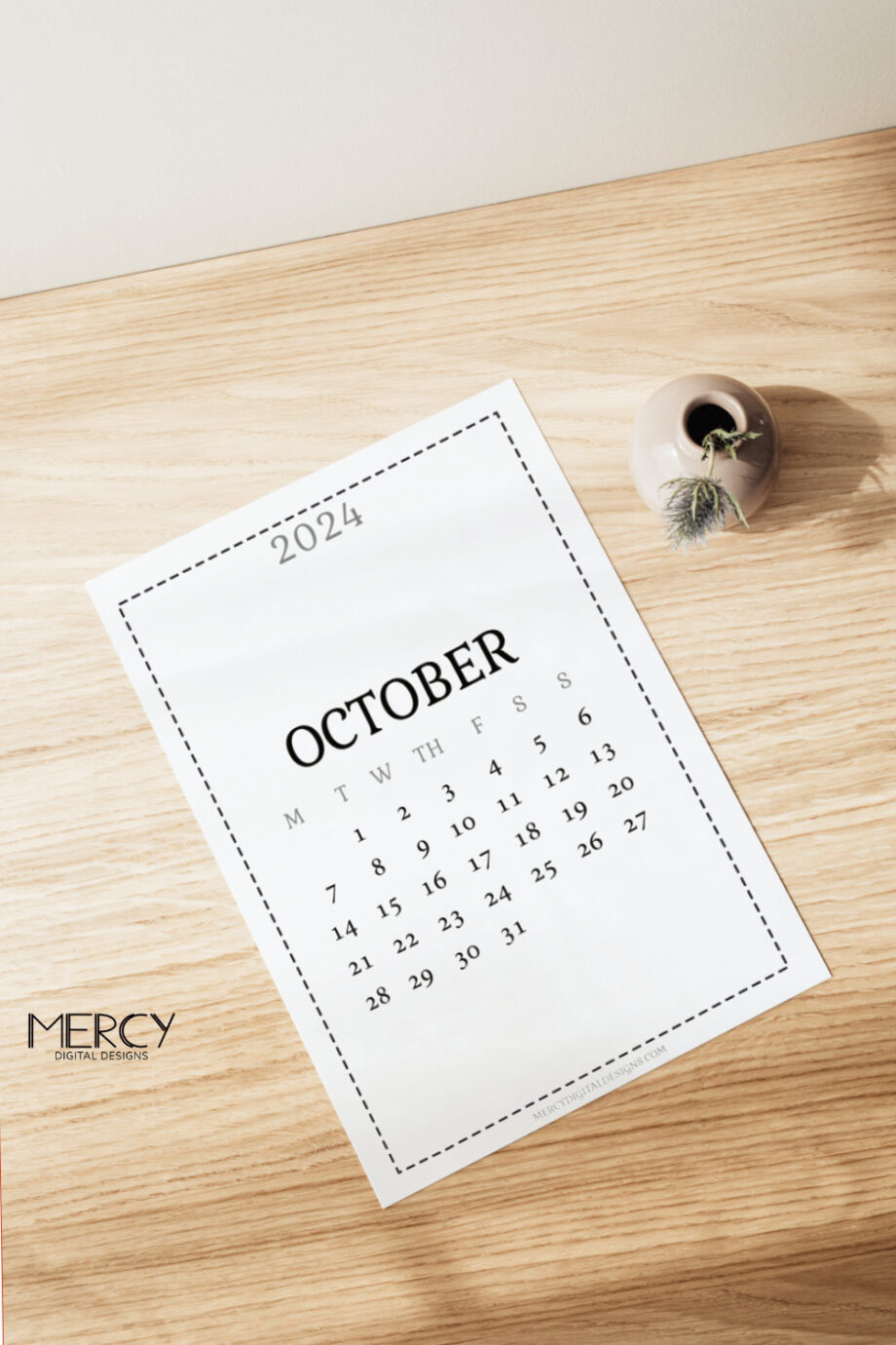 October 2024 Calendar Printable • Mercy Digital Designs