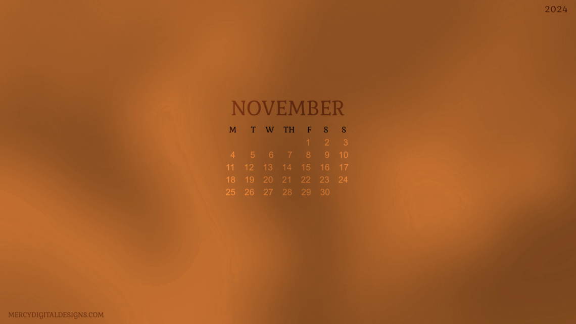 November 2024 Calendar Wallpaper • Mercy Digital Designs