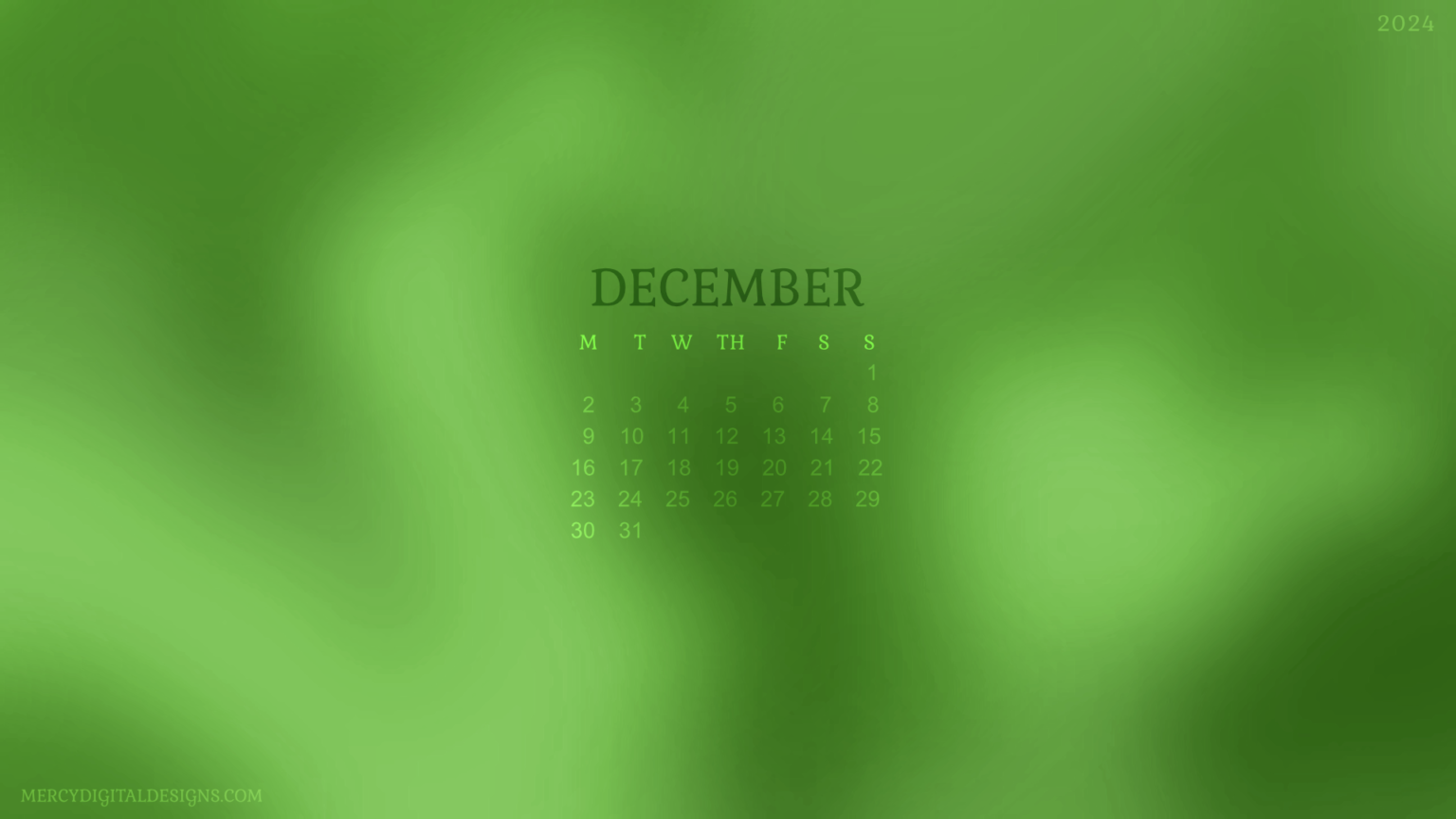December 2024 Calendar Wallpaper • Mercy Digital Designs